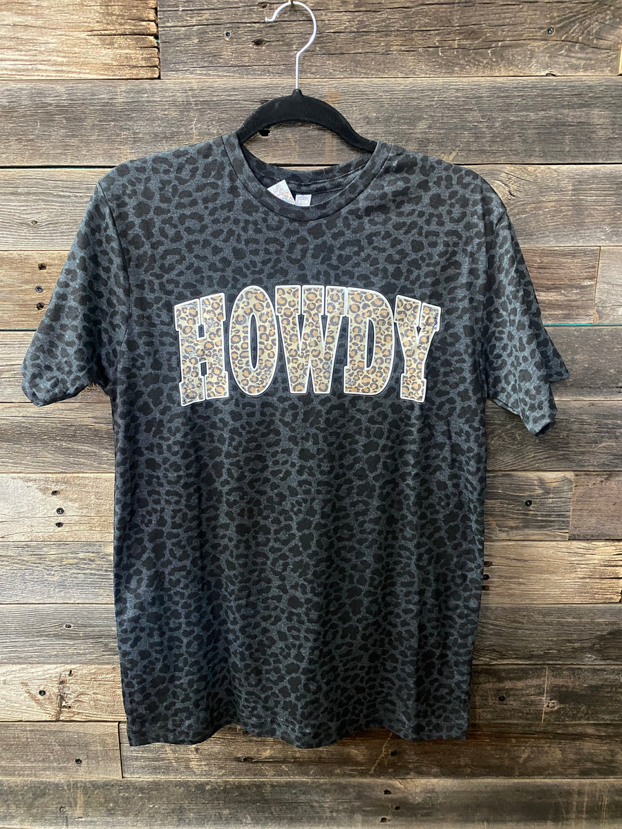 Howdy Leopard Jersey Tee Black – The Rustic Leopard Gift Shop